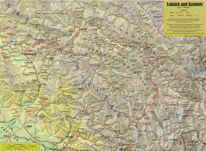 Map in Ladakh Milestone Guidebook featuring Zanskar Nubra Manali ...
